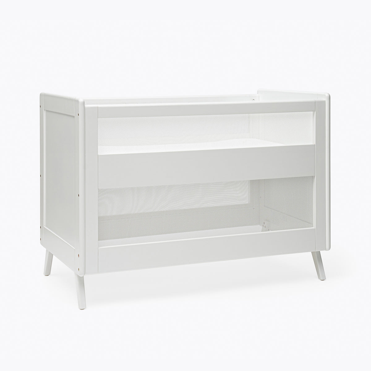 Tan Wood Baby Mini Cribs with Mesh Walls | HALO