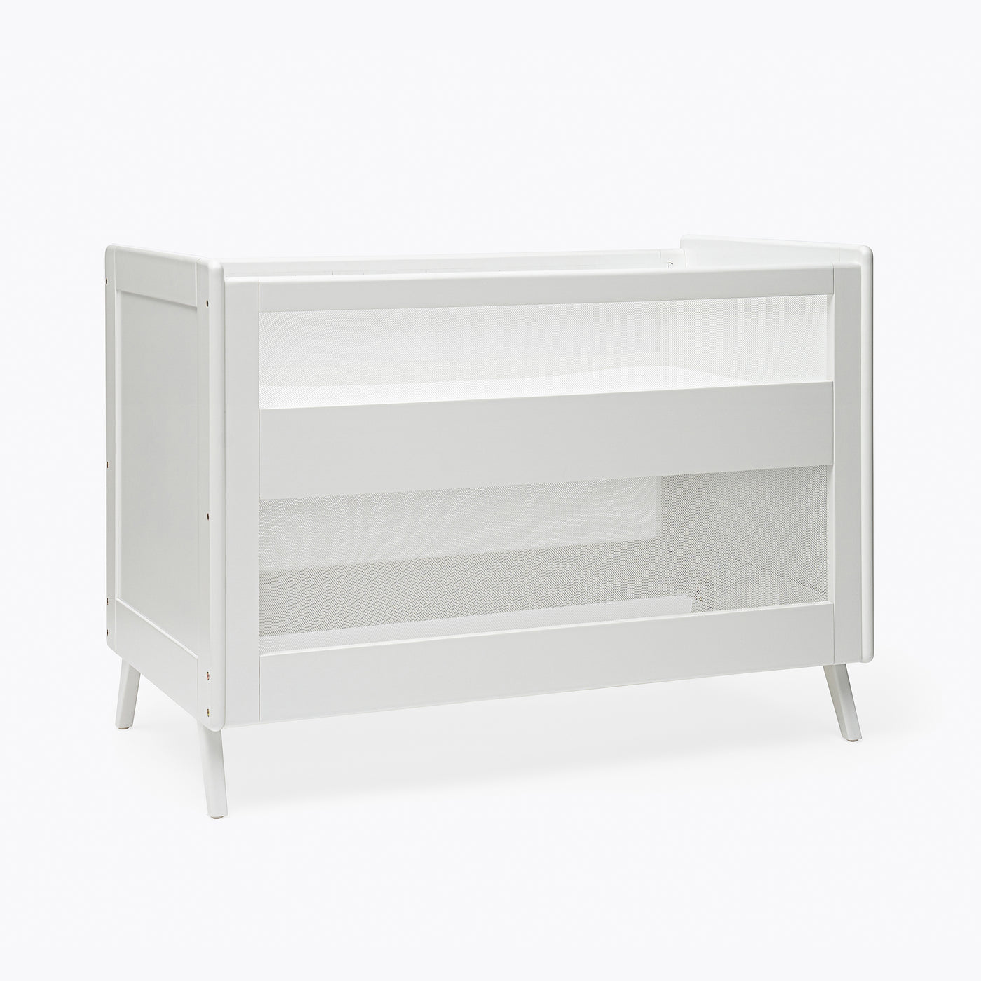 Tan Wood Baby Mini Cribs with Mesh Walls | HALO