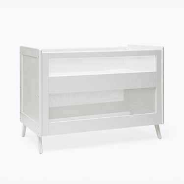 3-in-1 Convertible Full Size Wood Baby Cribs with Mesh Walls, White ...