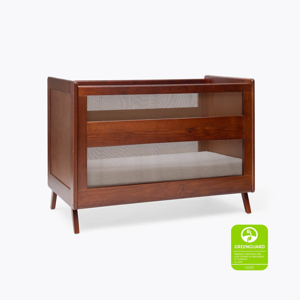 3-in-1 Convertible Full Size Wood Baby Cribs with Mesh Walls | HALO